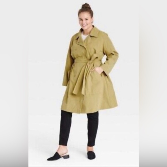 Ava & Viv | Jackets & Coats | Ava Viv Light Green Trench Water Resistant Belted Coat Womens Plus ...